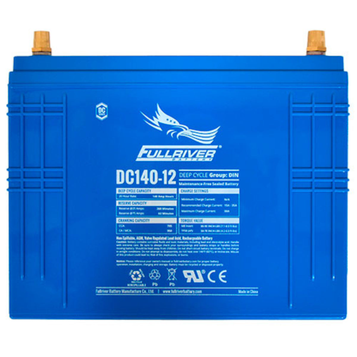 Fullriver DC140-12 12V Deep Cycle AGM Group DIN Battery – Voltloop Canada