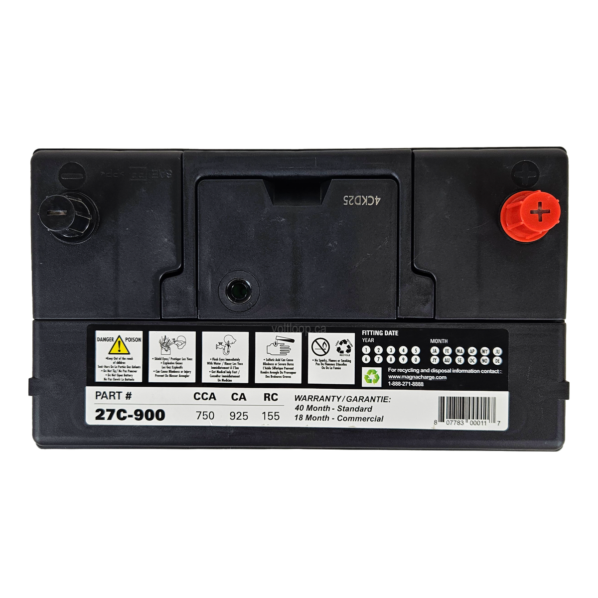 Magnacharge 27C-900 12V Car Battery | Group 27 – Voltloop Canada