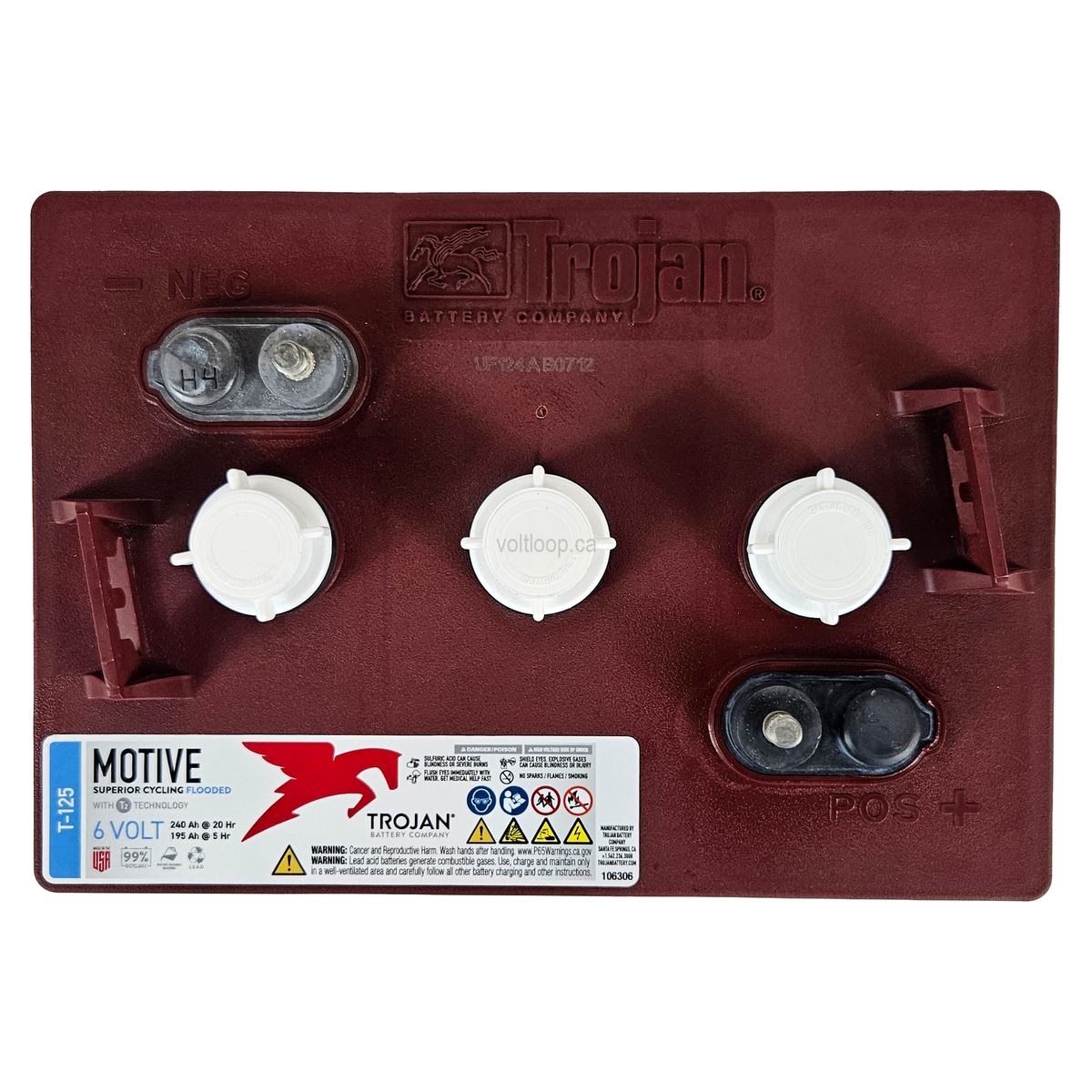 Trojan T-125 6V Deep Cycle Flooded Battery | Group GC2 – Voltloop ...
