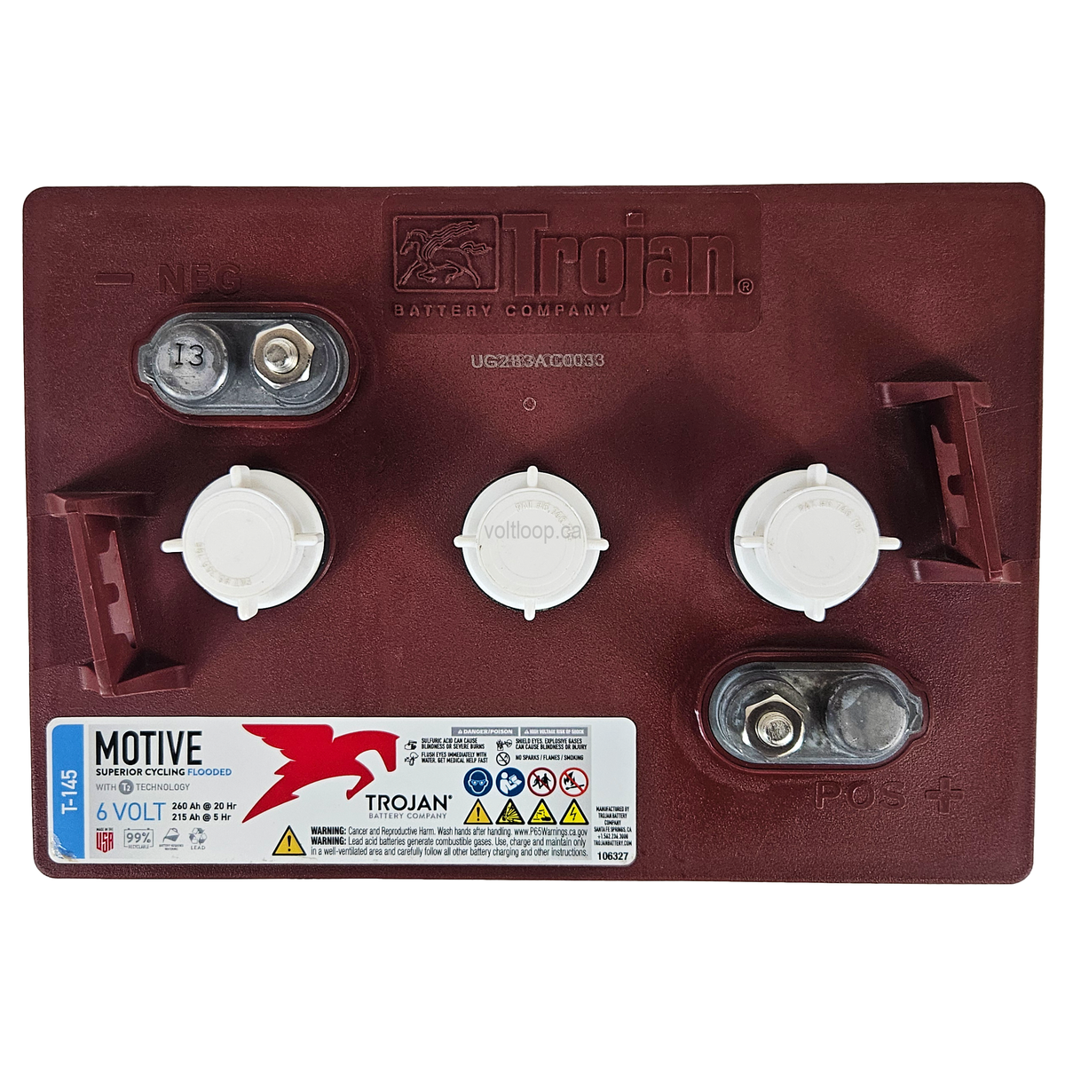 Trojan T-145 6V Deep Cycle Flooded Battery | Group GC2H – Voltloop Battery Store