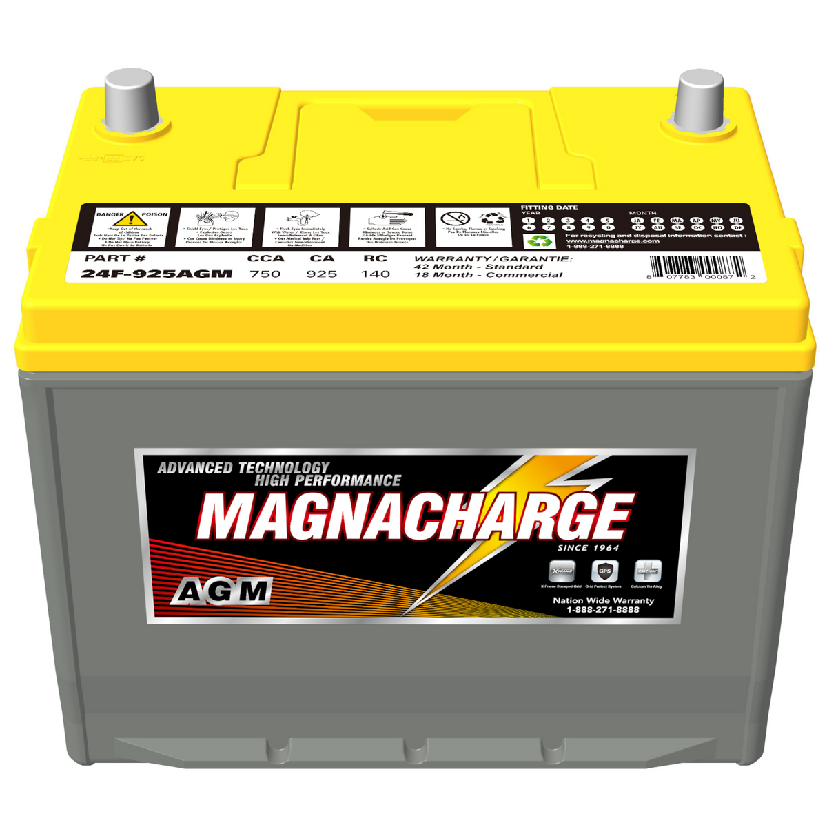 Magnacharge 24F-925AGM 12V AGM Car Battery | Group 24F – Voltloop Canada