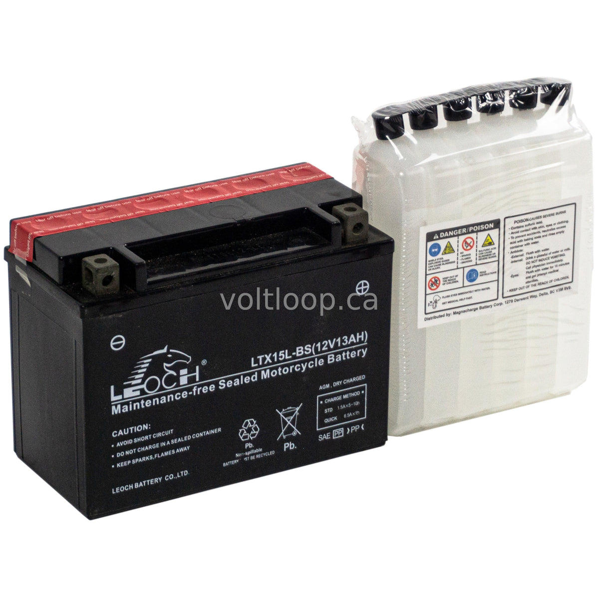 Magnasport YTX15L-BS 12V Advanced AGM Battery | 230 CCA – Voltloop Canada