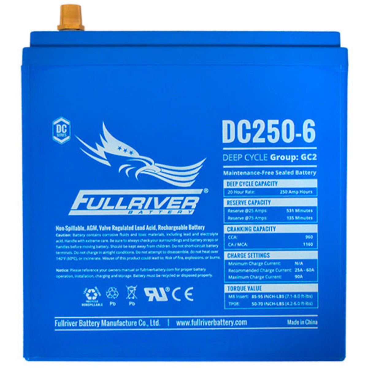 Fullriver DC250-6 6V Deep Cycle AGM Group GC2 Battery – Voltloop ...